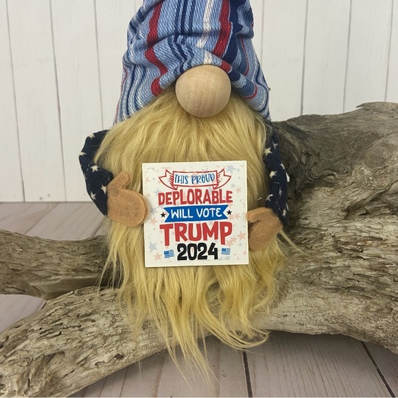 Hand Crafted | Accents | Gnome Handmade Striped Denim Deplorable Trump ...